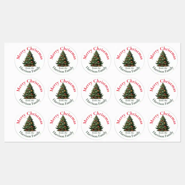 Personalized Cute Watercolor Christmas Tree Wishes Labels | Zazzle