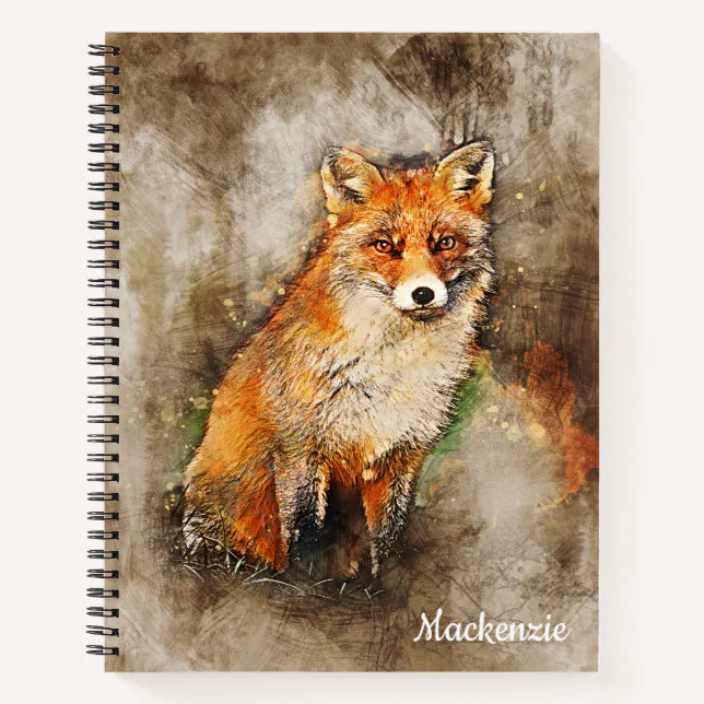 Personalized Cute Watercolor Fox Notebook | Zazzle