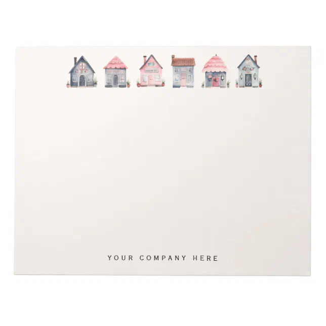 Personalized Cute Watercolor Houses Real Estate Notepad | Zazzle