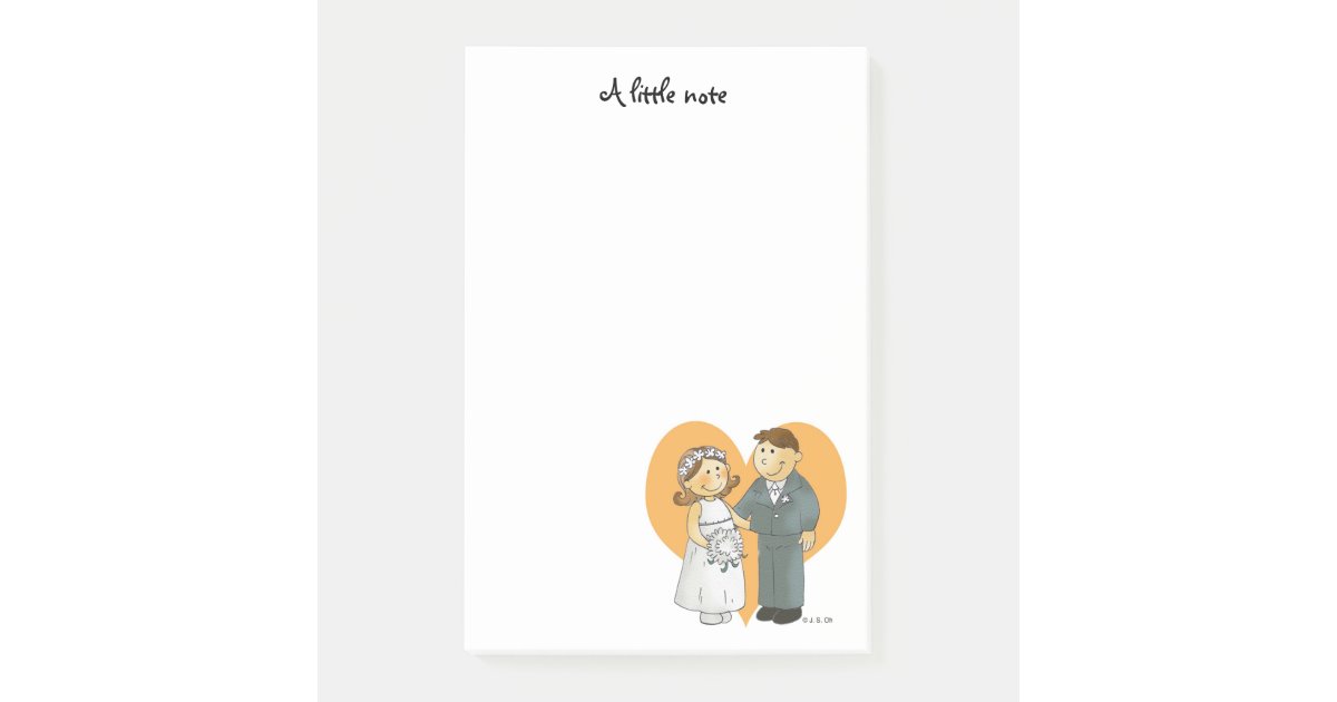 personalized cute wedding couple bride & groom post-it notes | Zazzle