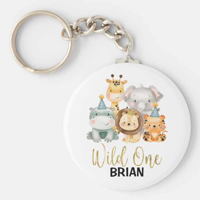Personalized Cute Wild One Safari Animals Key Ring | Zazzle.com