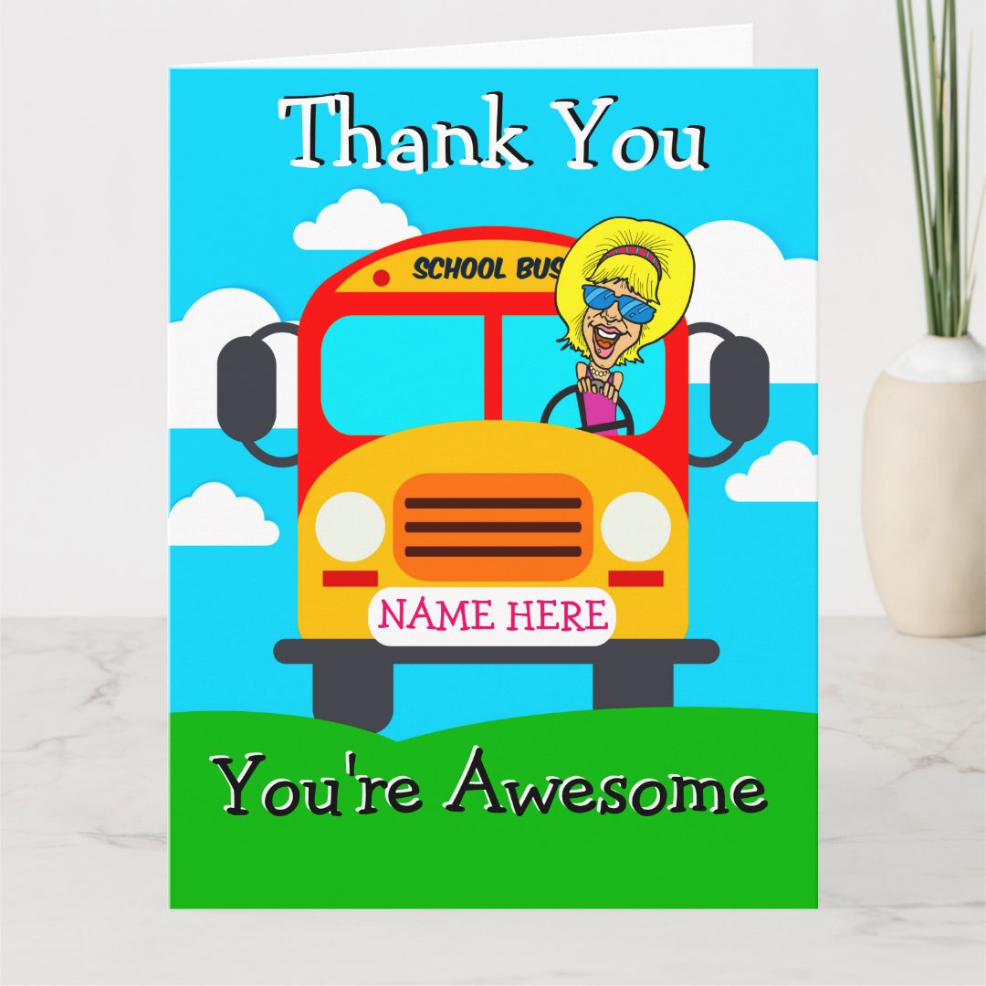 PERSONALIZED Cute Woman Bus Driver Thank You Card | Zazzle