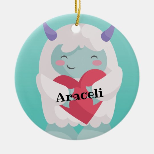 Personalized Cute Yeti Abominable SnowMan Kids Ceramic Ornament ...