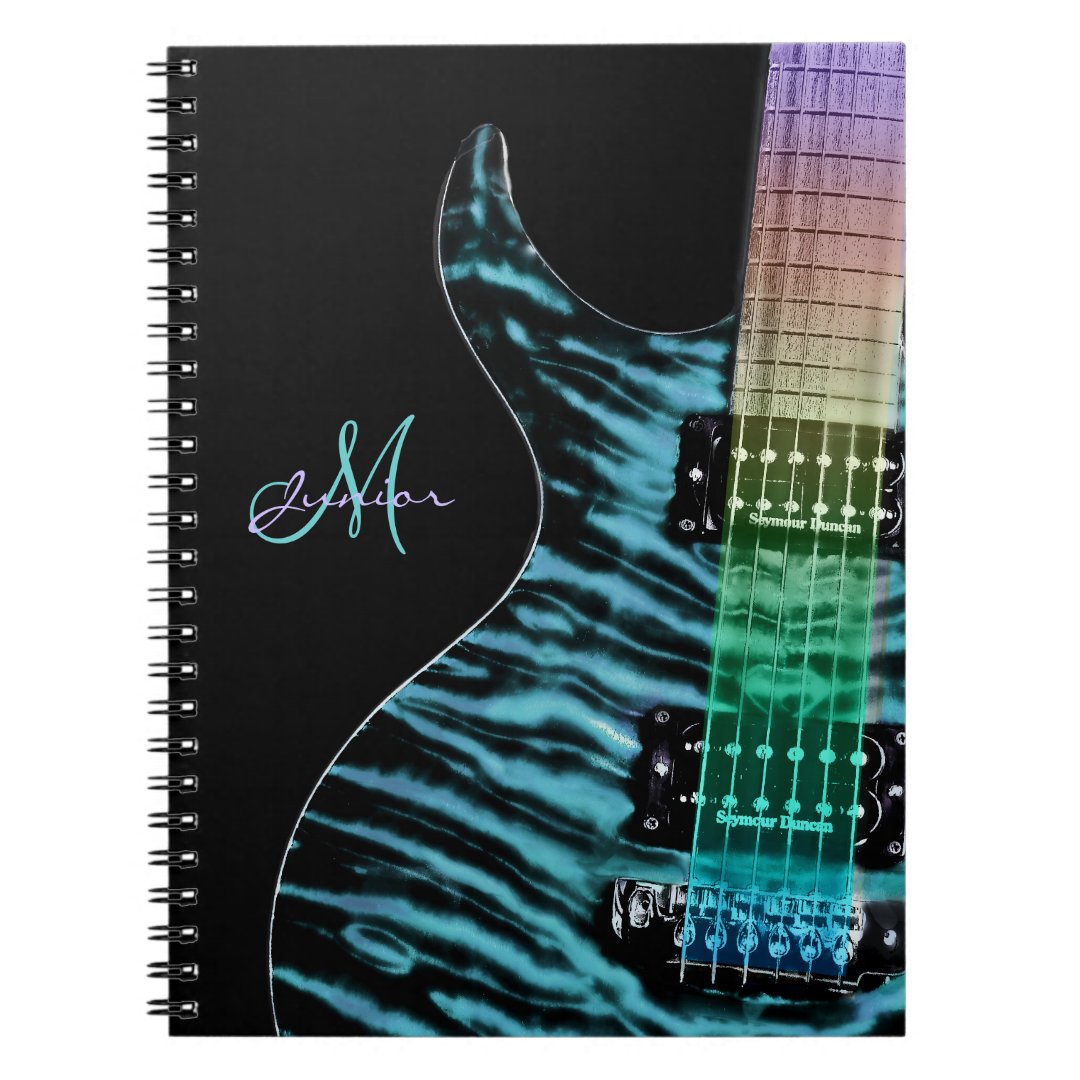 Personalized Cyan Electric Guitar Music Notebook | Zazzle