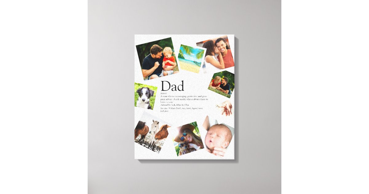 Personalized Dad Name Definition 9 Photo Collage Canvas Print | Zazzle