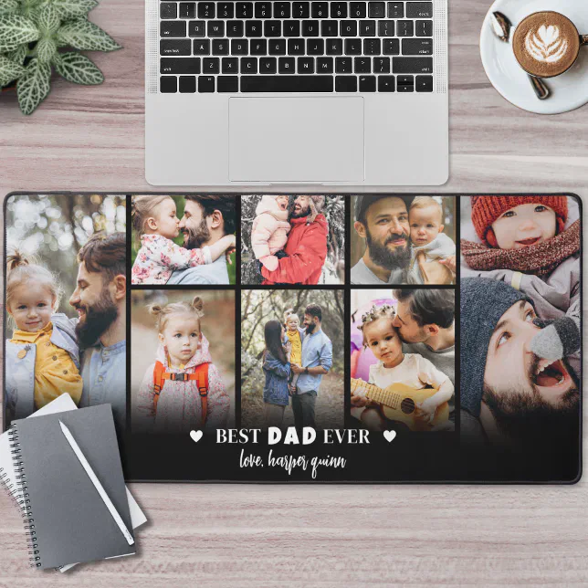 Personalized Dad Photo Collage Desk Mat | Zazzle