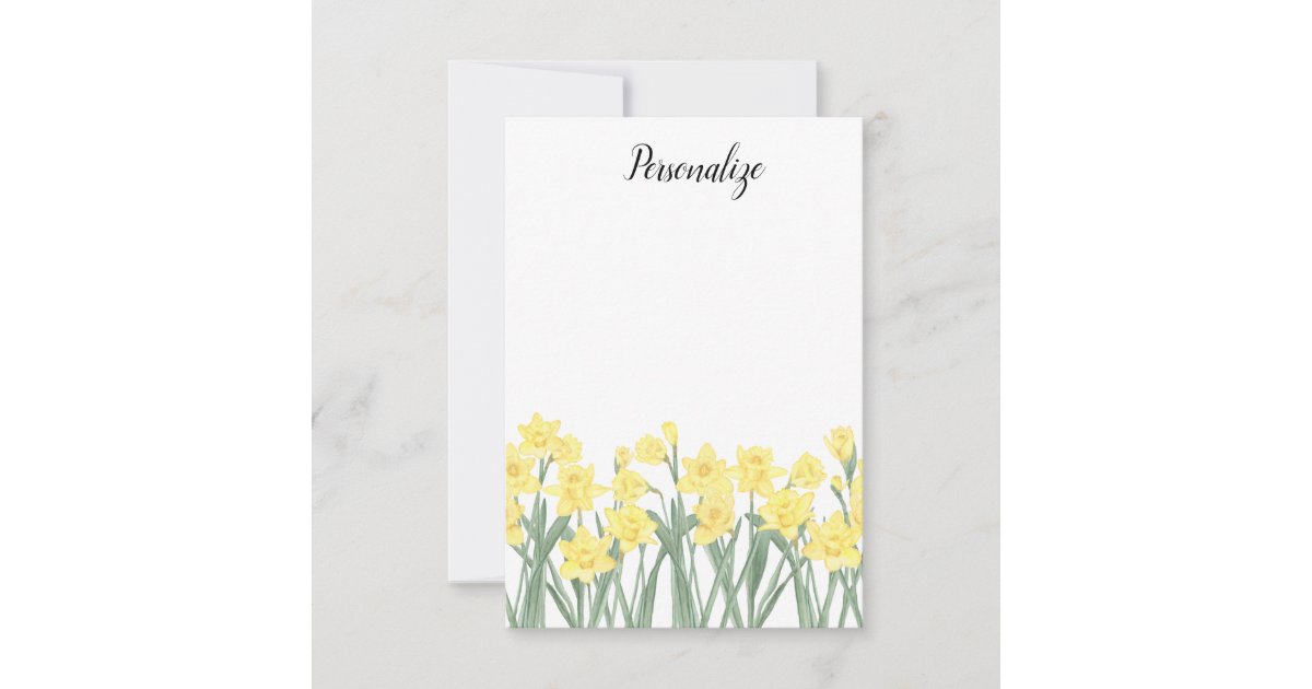 Personalized Daffodil Flat Stationery Thank You Card | Zazzle
