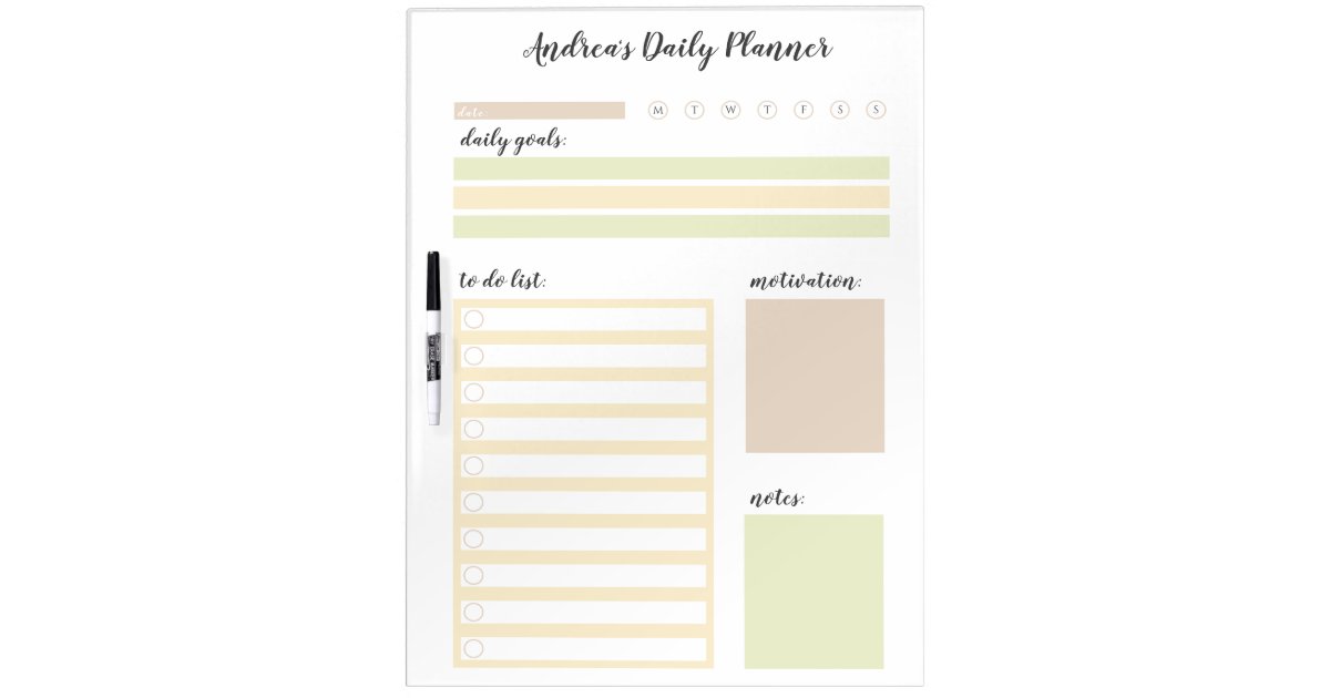 Personalized Daily Planner Dry Erase Board | Zazzle