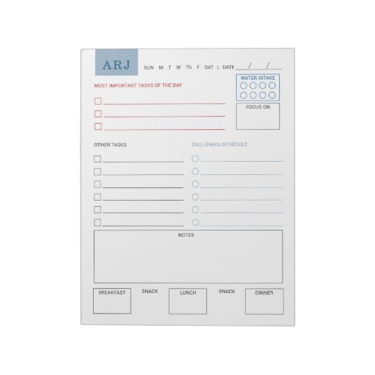 Personalized Daily Tasks Large Notepad | Zazzle.com