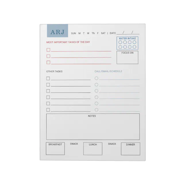 Personalized Daily Tasks Large Notepad | Zazzle
