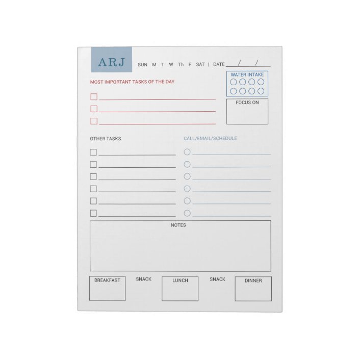 Personalized Daily Tasks Large Notepad | Zazzle.com