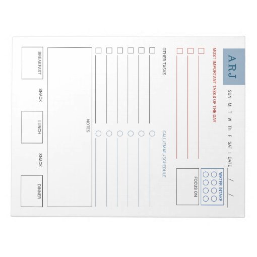 Personalized Daily Tasks Large Notepad | Zazzle