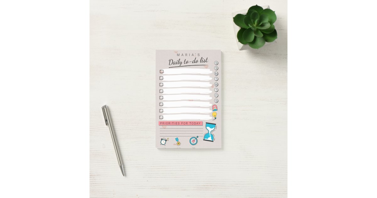 Personalized Daily to do list Post-it Notes | Zazzle