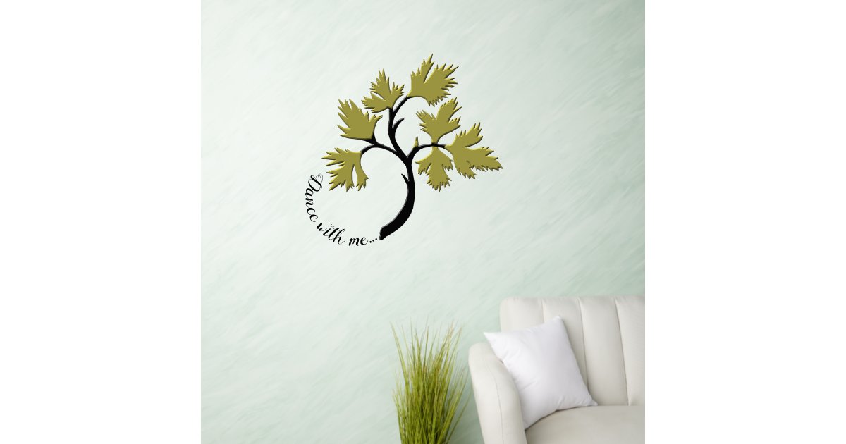 Personalized Dancing Tree Olive Green Wall Decal | Zazzle