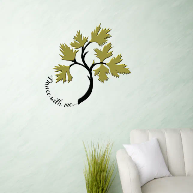 Personalized Dancing Tree Olive Green Wall Decal | Zazzle