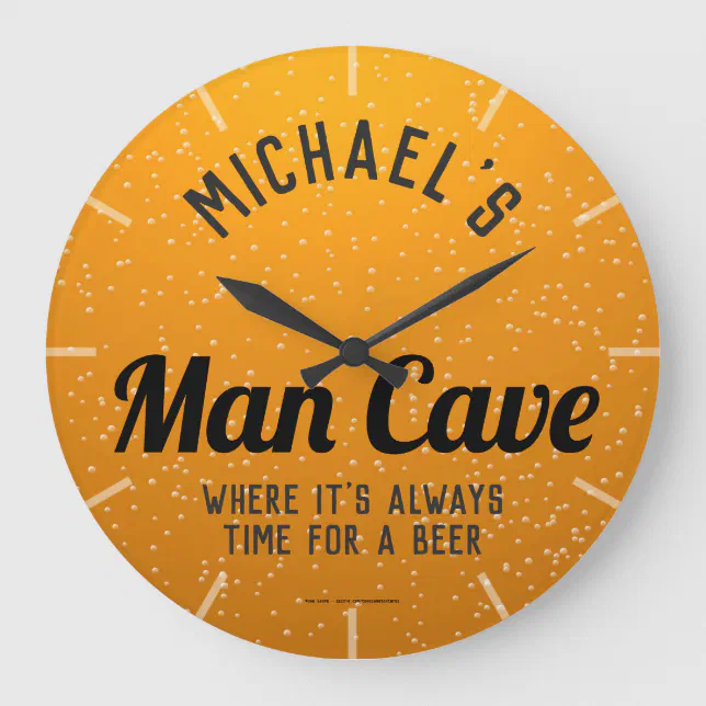 Personalized Dark Beer Man Cave Large Clock | Zazzle