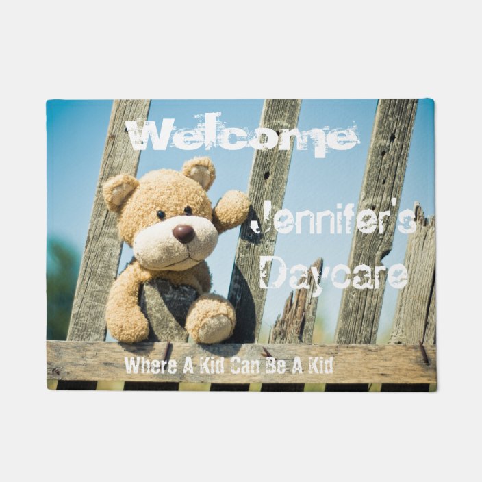Personalized Daycare Rustic Bear Welcome Mat | Zazzle.com