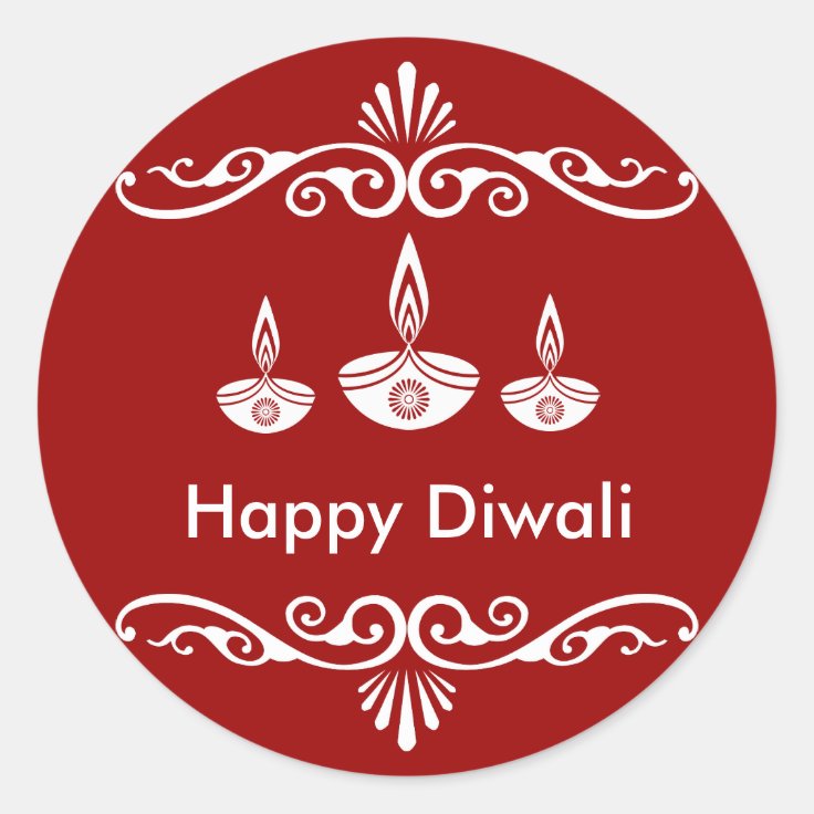 Personalized Decorative Diwali Design Classic Round Sticker | Zazzle