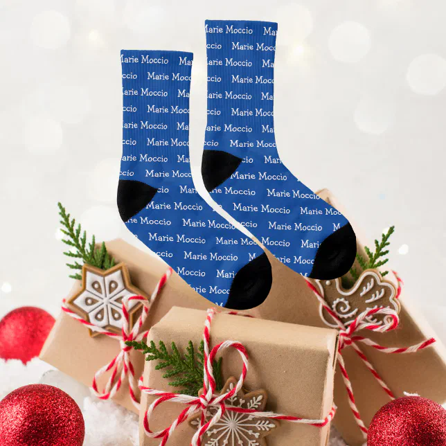 Personalized Deep Blue Name Socks | Zazzle