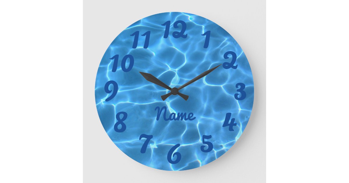 Personalized Deep Blue Numbered Photo Large Clock | Zazzle