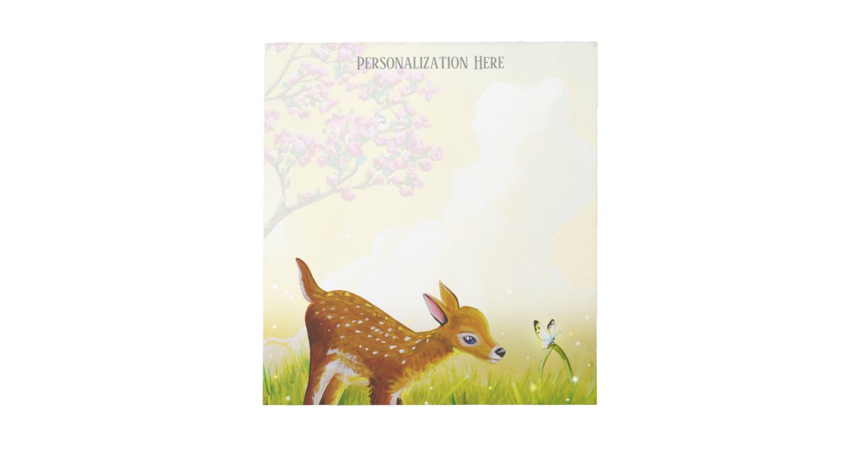 Personalized Deer & Butterfly Notepad | Zazzle