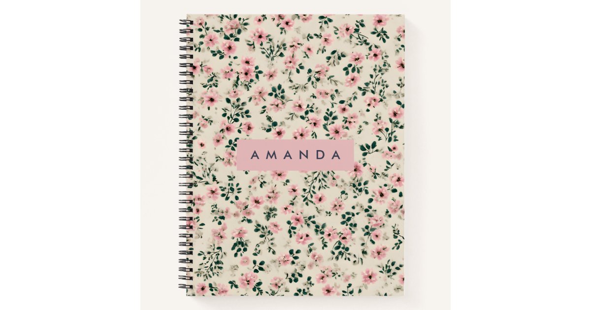 Personalized Delicate Pink Blossom Floral Notebook | Zazzle