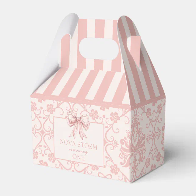 Personalized Demask Blush Pink Coquette Birthday Favor Boxes | Zazzle