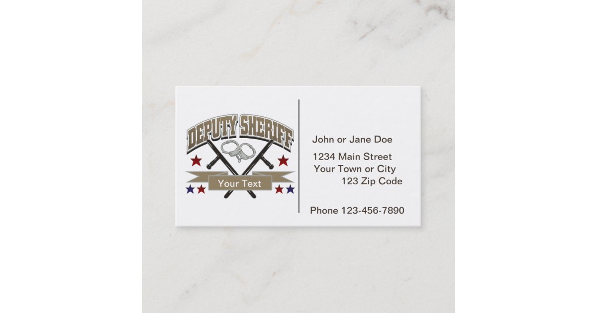 Personalized Deputy Sheriff Business Card | Zazzle