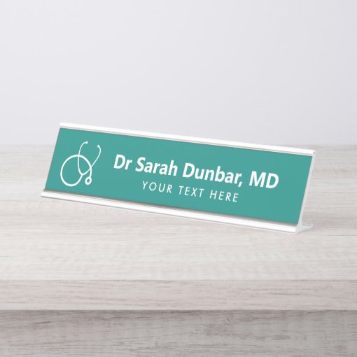 Personalized desk name plate for medical doctor MD | Zazzle