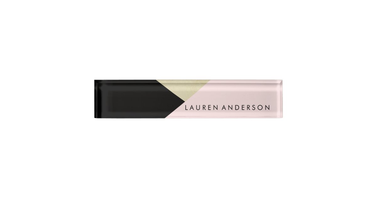 Personalized Desk Name Plate Plaque Pink Gold | Zazzle