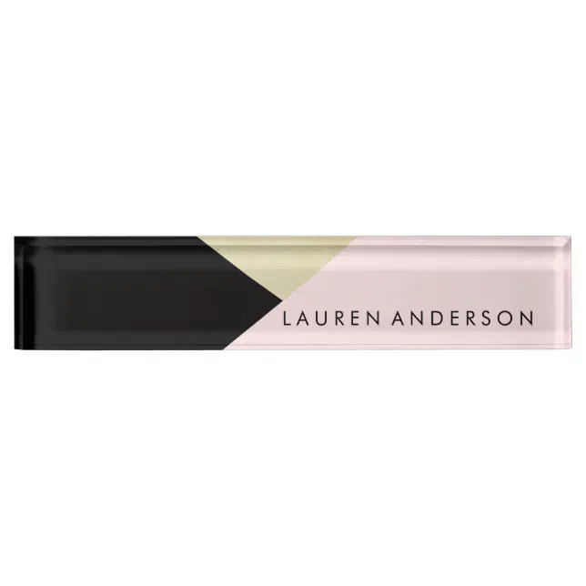 Personalized Desk Name Plate Plaque Pink Gold | Zazzle