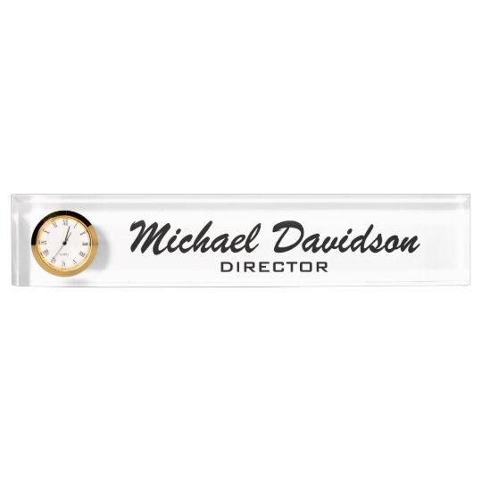 Personalized desk name plate with clock | Zazzle.com