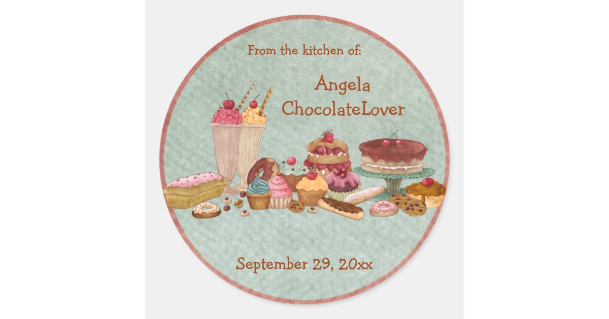 Personalized Dessert Recipe Stickers | Zazzle