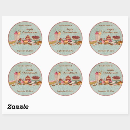 Personalized Dessert Recipe Stickers | Zazzle