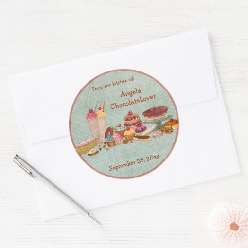 Personalized Dessert Recipe Stickers | Zazzle