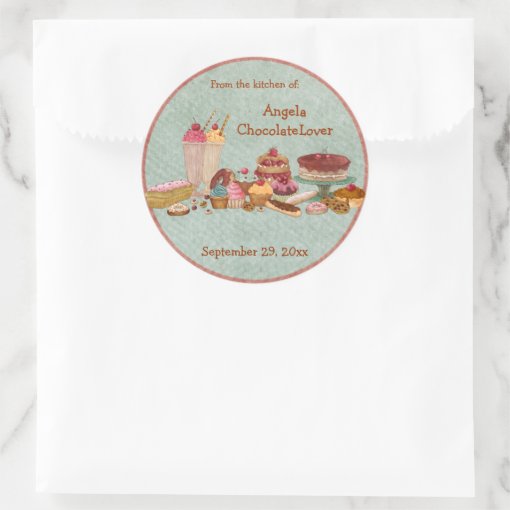 Personalized Dessert Recipe Stickers | Zazzle