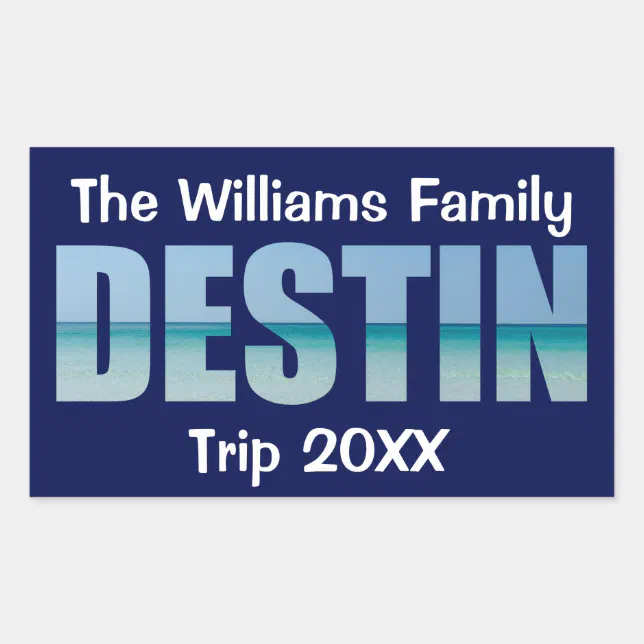 Personalized Destin Beach Trip Cool Ocean Rectangular Sticker | Zazzle
