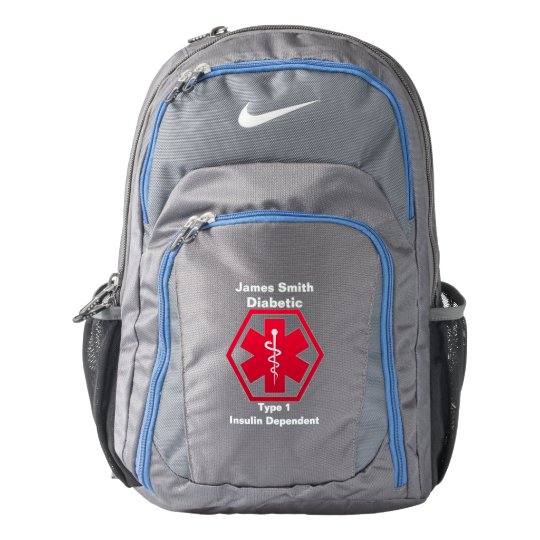 Personalized Diabetes Medical Alert Nike Backpack | Zazzle.com