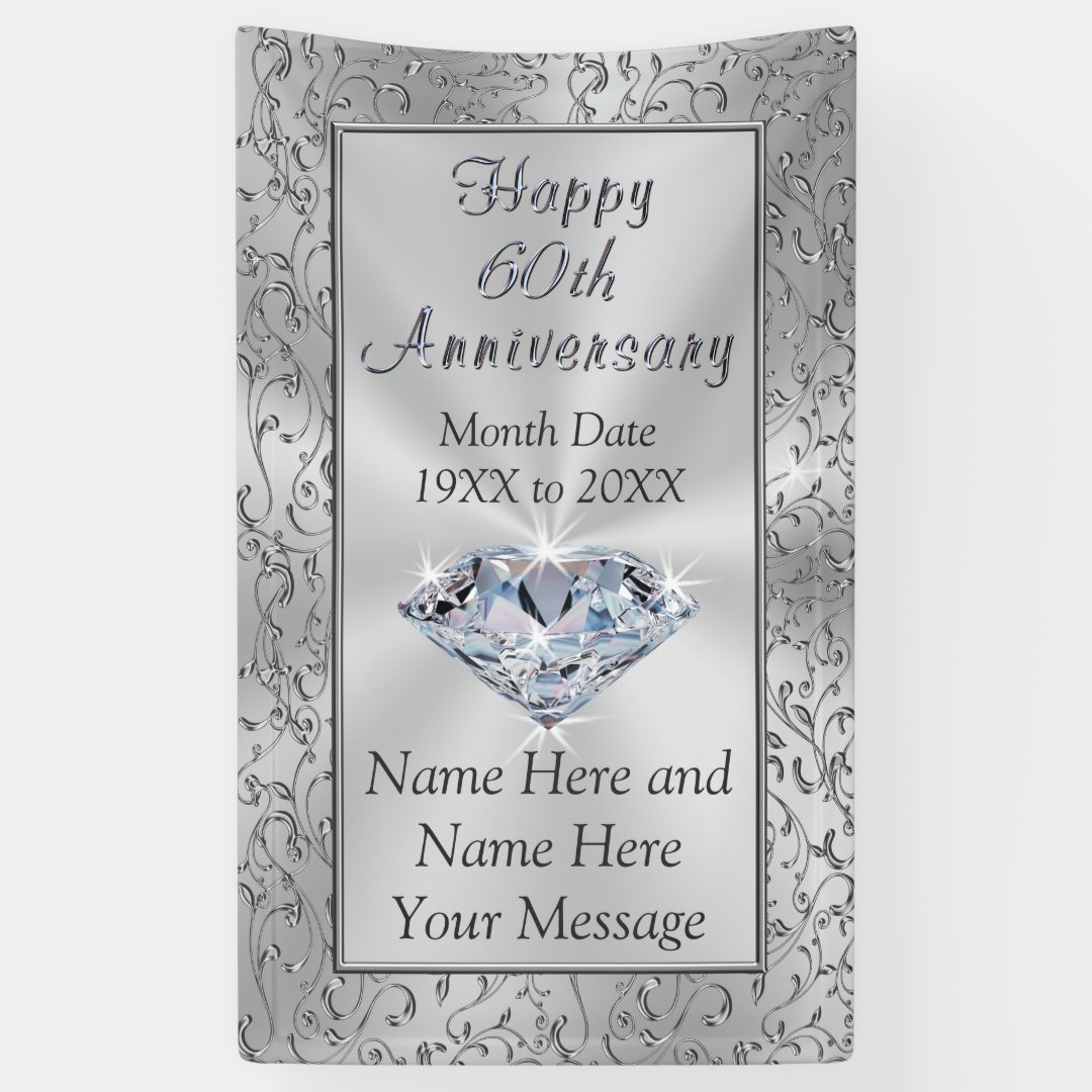 Personalized Diamond 60th Anniversary Banners | Zazzle