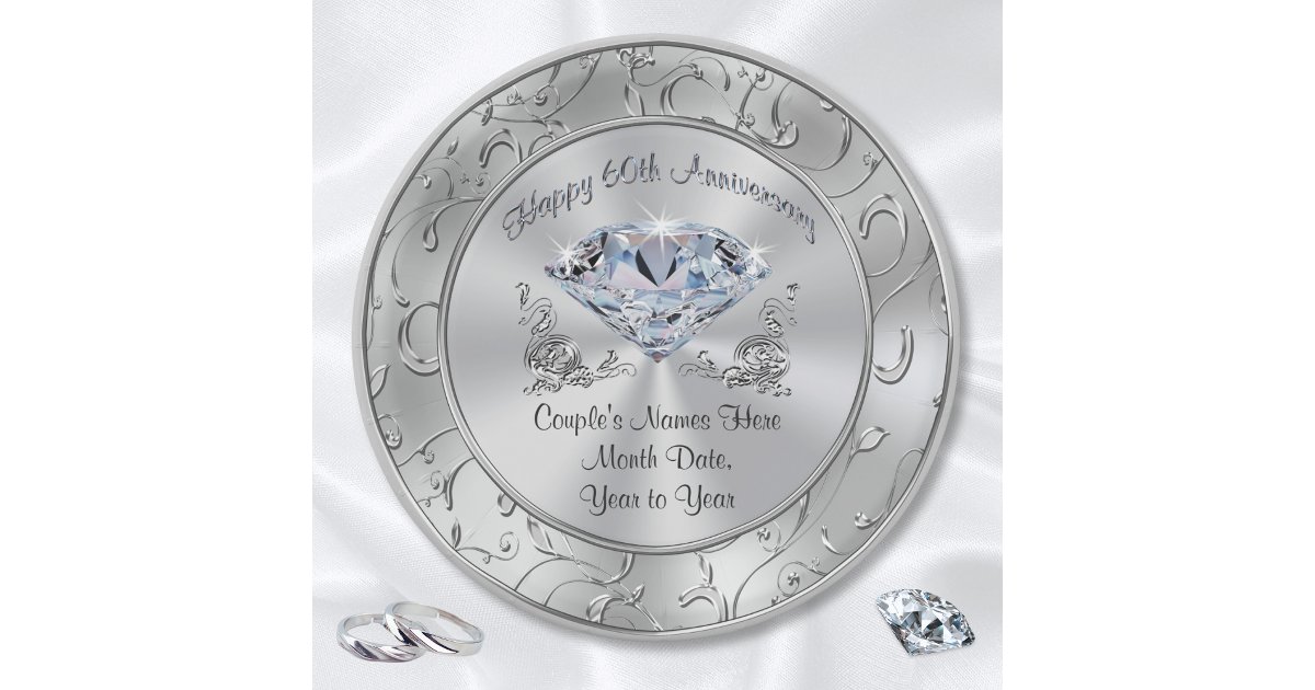 Personalized Diamond 60th Anniversary Paper Plates | Zazzle