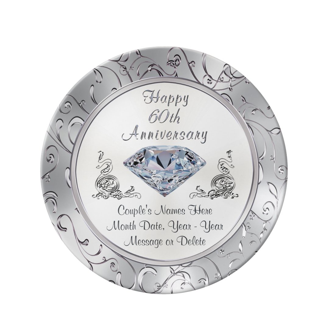 Personalized Diamond 60th Anniversary Plate | Zazzle