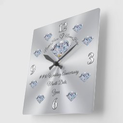 Personalized Diamond Anniversary Clock, CHRISTIAN Square Wall Clock ...