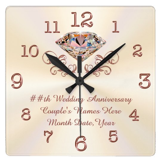 Personalized Diamond, Rose Gold Anniversary Clock | Zazzle.com