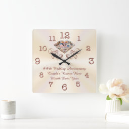Personalized Diamond, Rose Gold Anniversary Clock | Zazzle