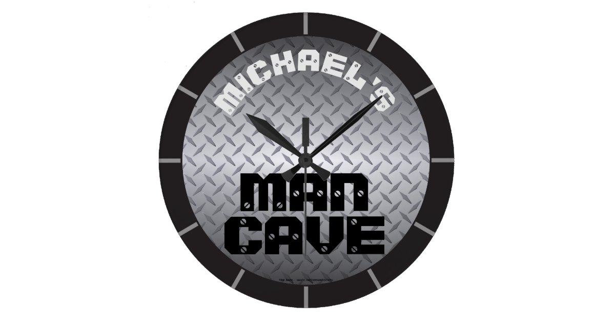 Personalized Diamondplate Man Cave Large Clock | Zazzle.com
