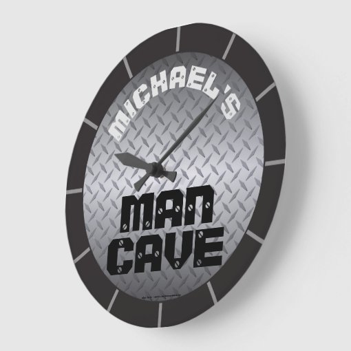 Personalized Diamondplate Man Cave Large Clock | Zazzle