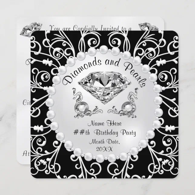 Personalized Diamonds and Pearls Invitations | Zazzle