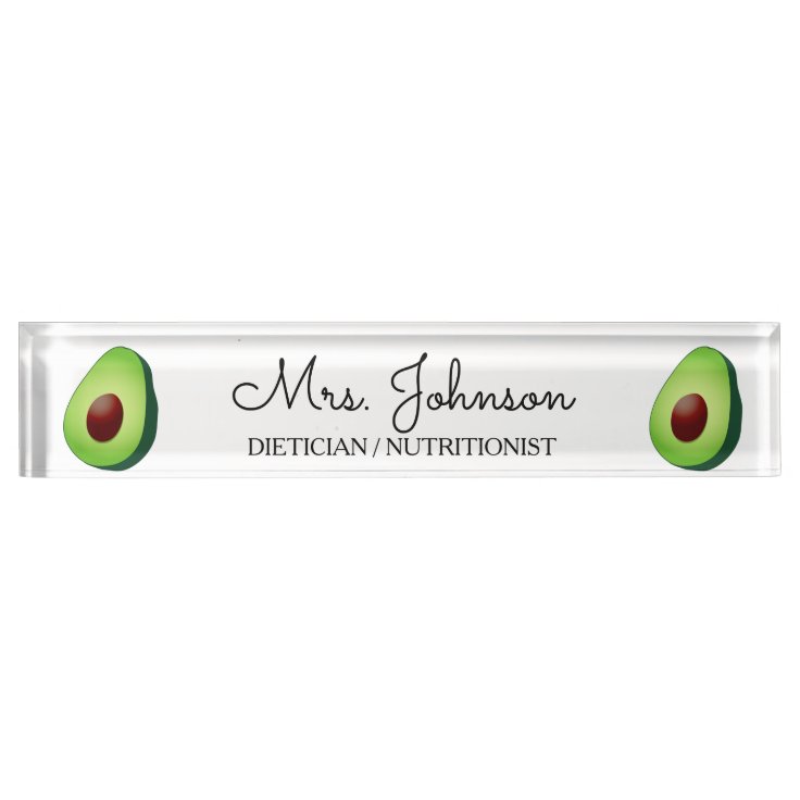 Personalized dietician nutritionist avocado icon desk name plate | Zazzle