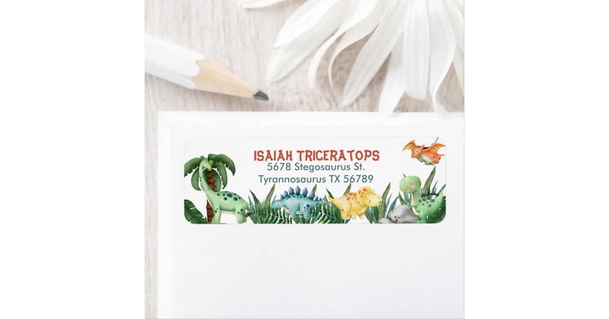 Personalized Dinosaur Birthday Return Address Label | Zazzle
