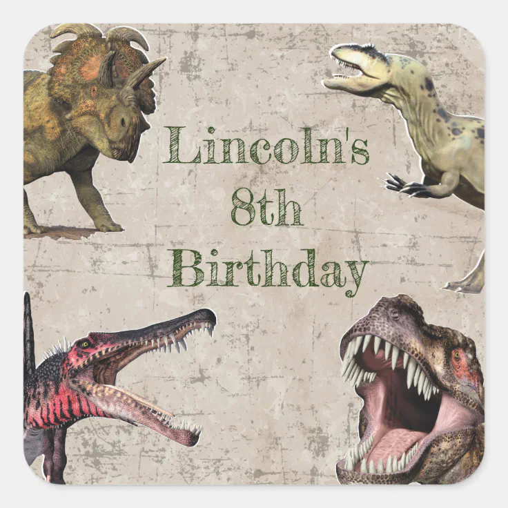 Personalized Dinosaur Birthday Stickers | Zazzle